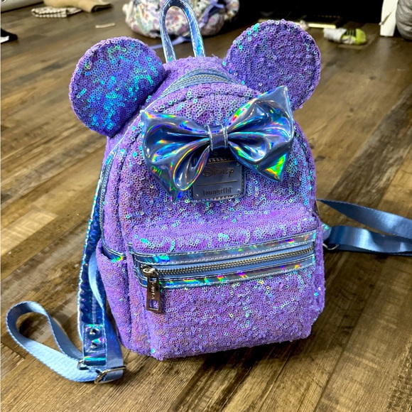 Loungefly | Bags | Disney Loungefly Backpack Purple Sequin | Poshmark